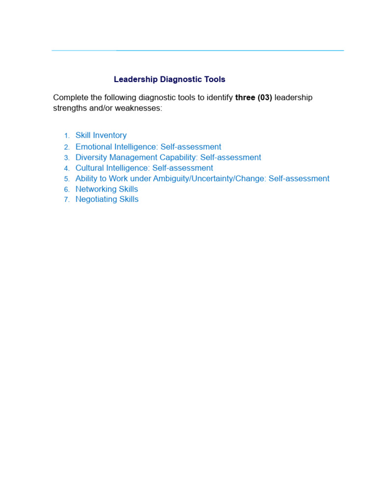 A3 Leadership Diagnostic Tools-2 | PDF | Leadership | Negotiation