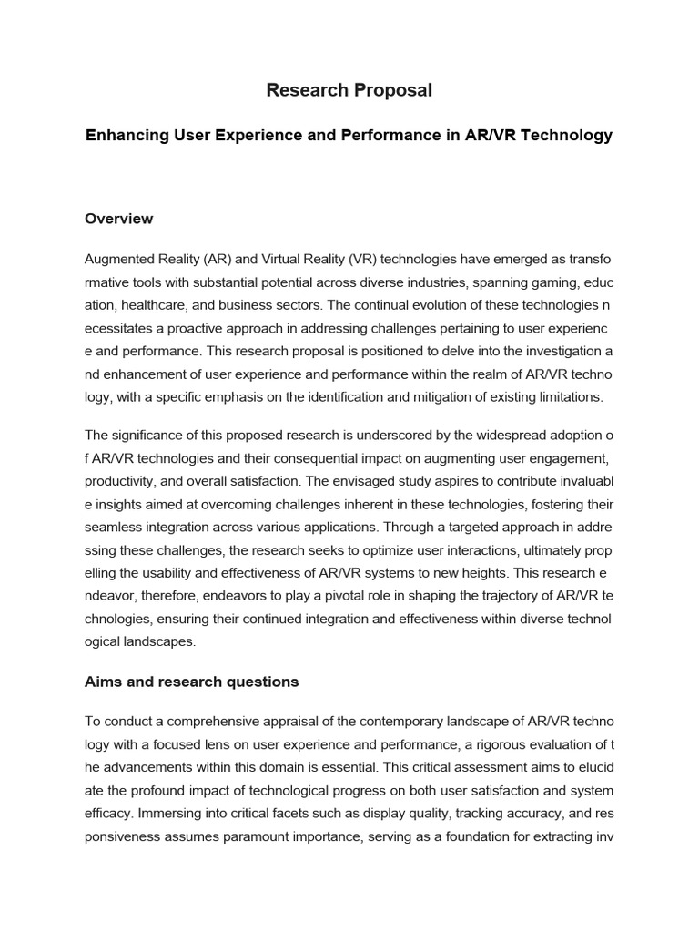 Enhancing User Experience and Performance in ARVR Technology | PDF ...