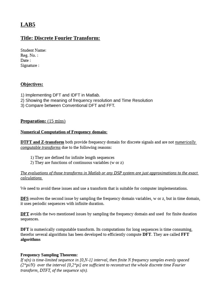 LAB5 | PDF | Discrete Fourier Transform | Computer Engineering