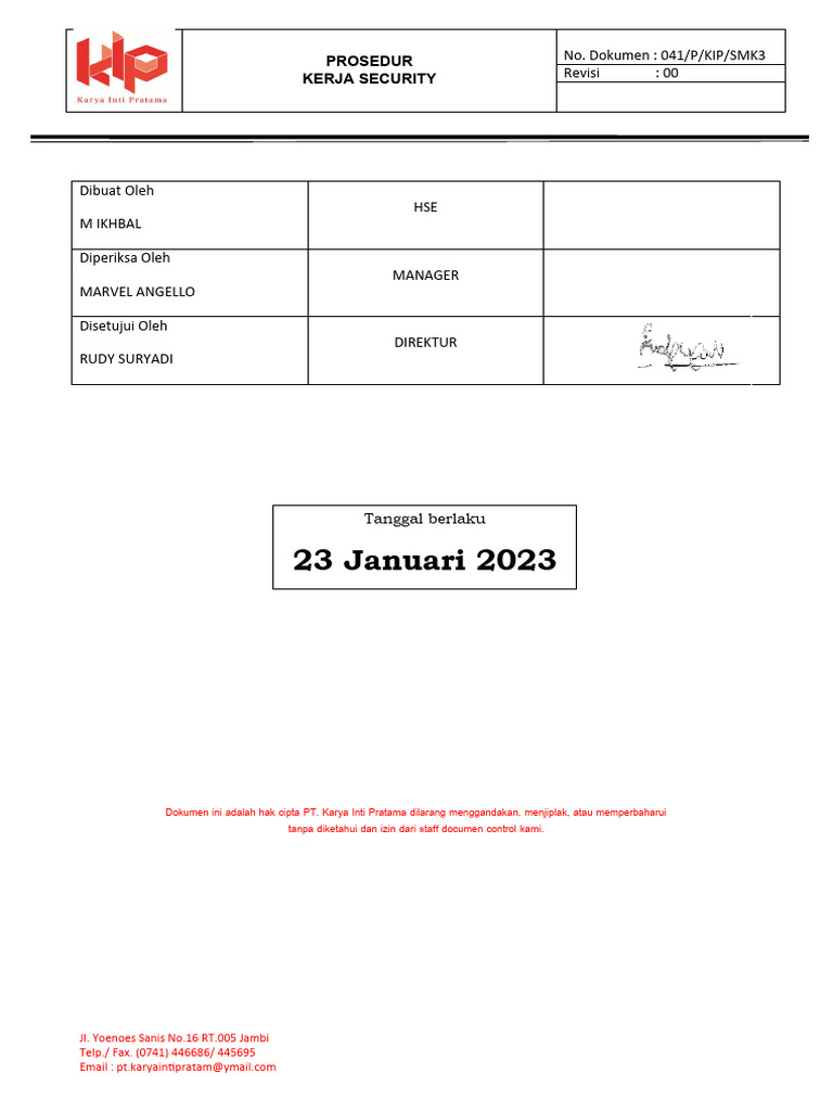 4.6 Prosedur Kerja Security | PDF