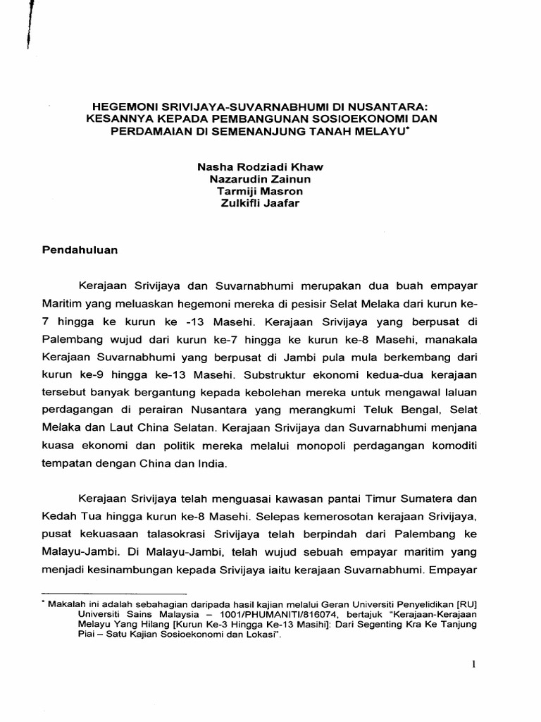 Hegemoni Srivijaya Suvarnabhumi Di Nusantara | PDF | Sejarah