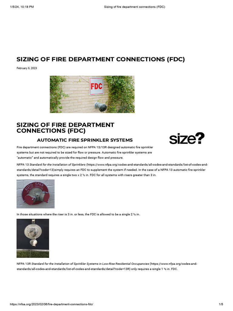 Fire Dept Connection Sizing Guide | PDF | Fire Sprinkler System ...