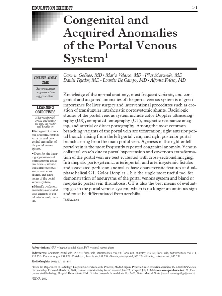 Portal Venous System Anomalies Overview | PDF | Vein | Liver