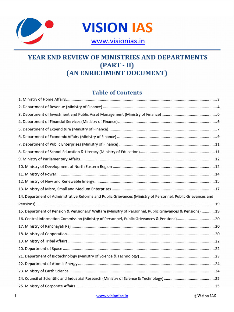 VisionIAS Value Added Material Year End Review Ministries (An ...