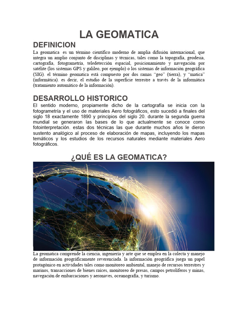 La Geomatica | PDF | Geomática | Datos geográficos e información