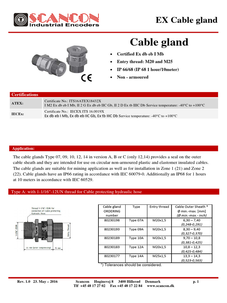 EX Cable Gland Specifications and Sizes | PDF | Equipment | Electrical ...