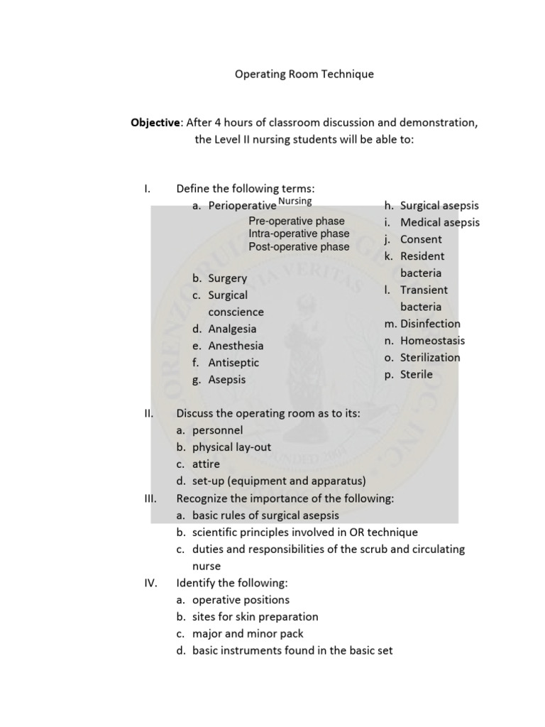 Operating Room Technique Write Up PAPA SLRC | PDF | Surgical Suture ...