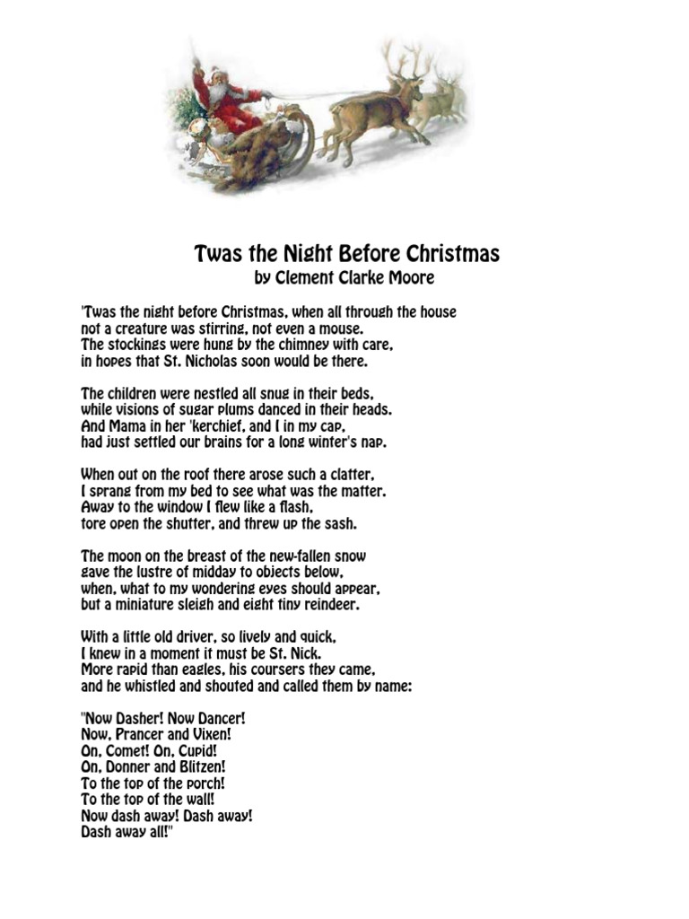 Twas The Night Before Christmas Poem Printable Twas The Night Before