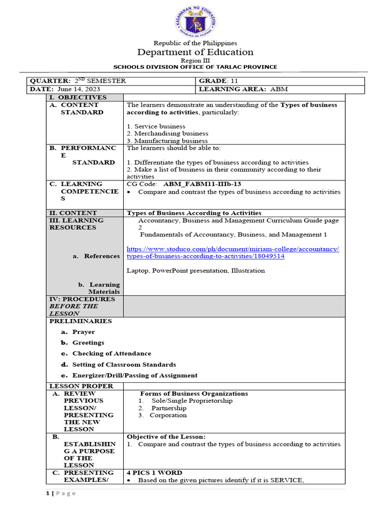 DLP With Indicator ABM 2 | PDF | Learning | Educational Assessment