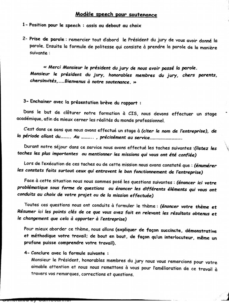 Modèle Speech Pour Soutenance | PDF