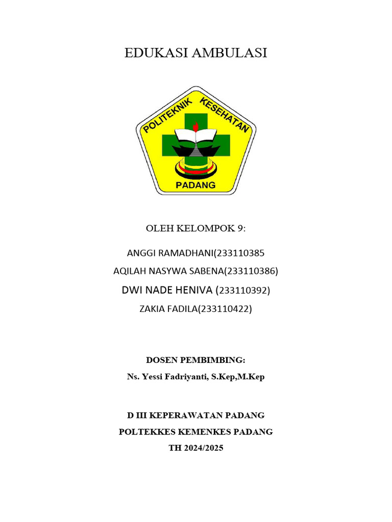 Standar Operasional Prosedur Edukasi Ambulasi | PDF