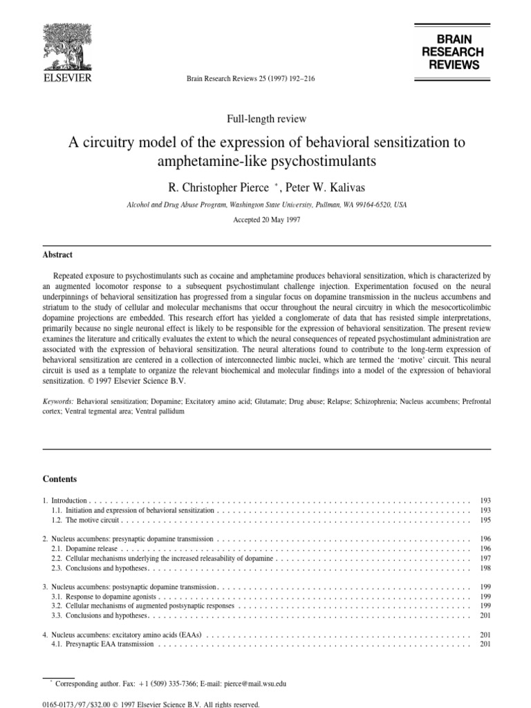 1997 A Circuitry Model of The Expression of Behavioral Sensitization To Amphetamine-Like ...