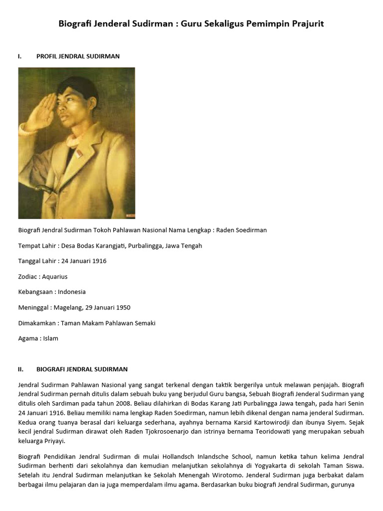 Biografi Jendral Sudirman | PDF