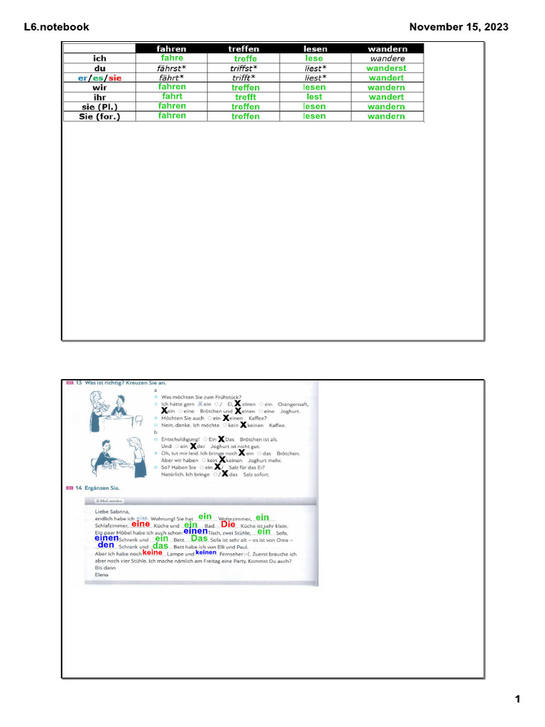 Verb Chart - Fahren - Wandern | PDF