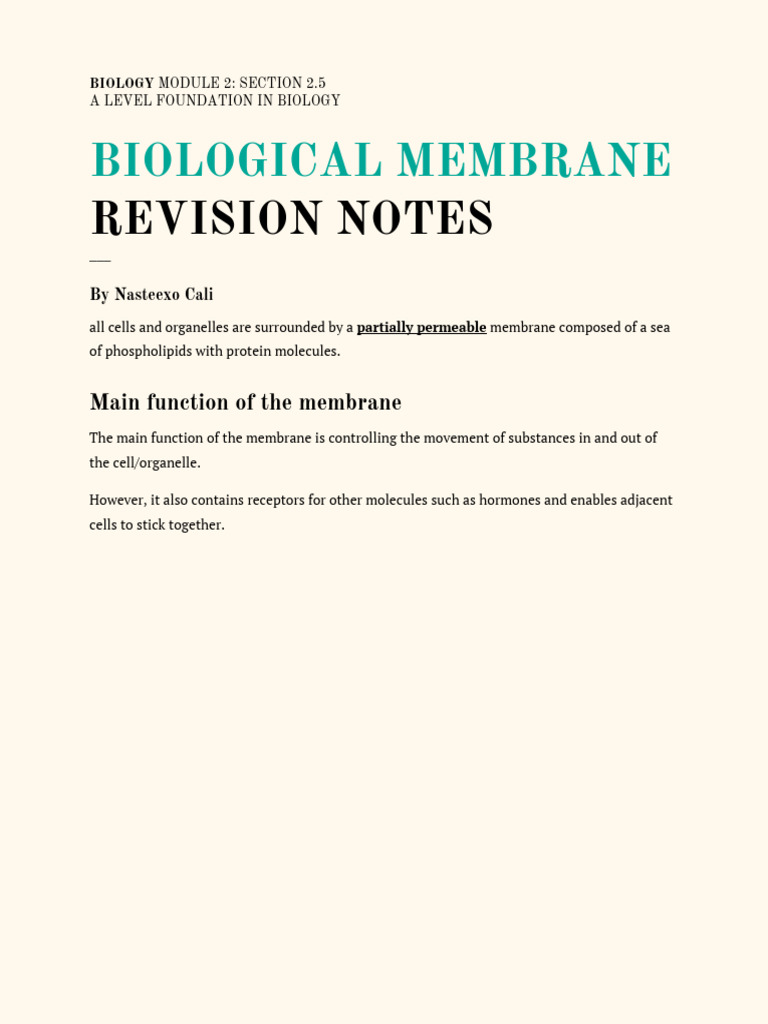 Biology Module 2: Section 2.5 | PDF | Cell Membrane | Osmosis