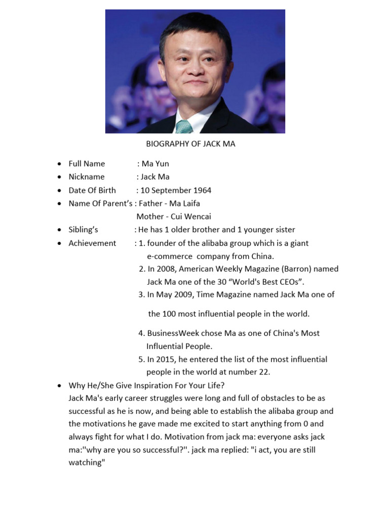 Biography of Jack Ma | PDF
