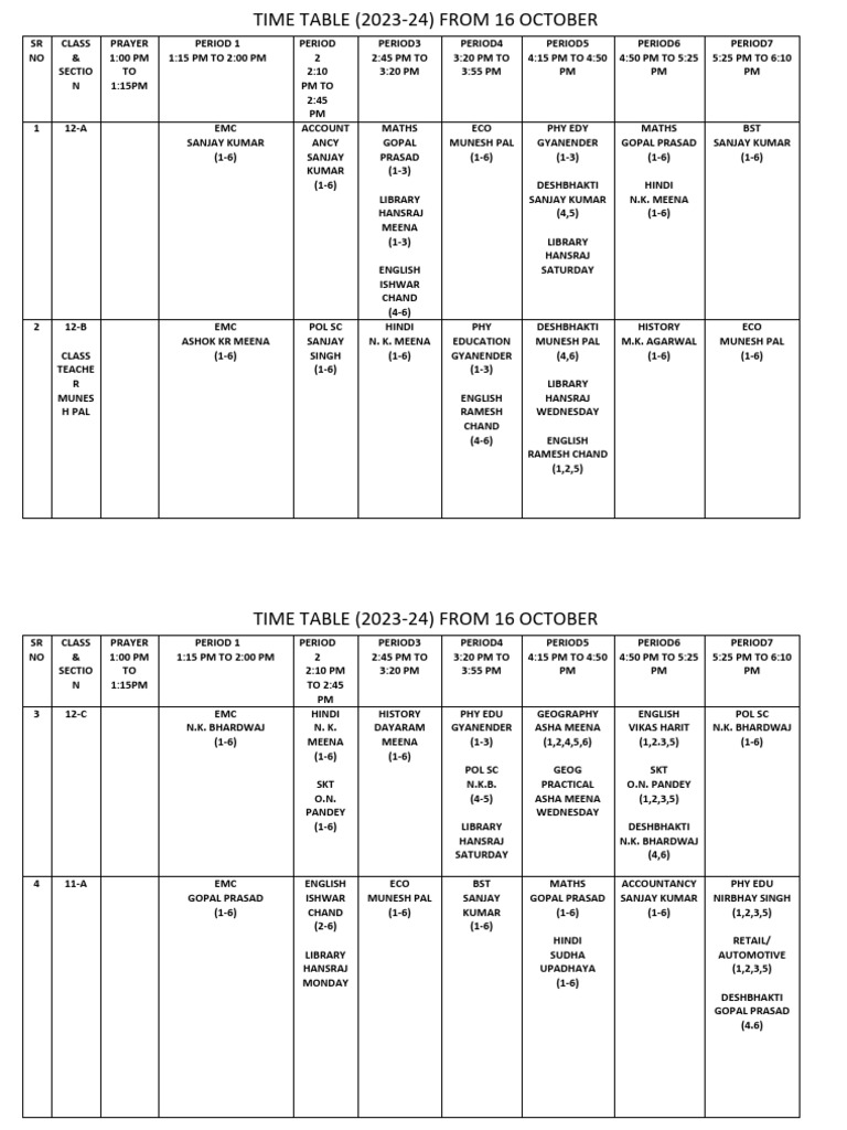 Compressed Updated Time Table Nov 2023 | PDF Compressed Updated Time Table Nov 2023 | PDF