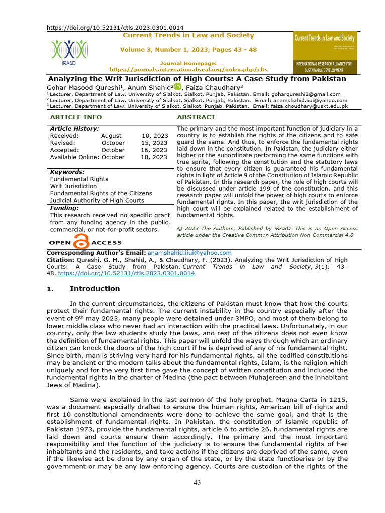 Analyzing The Writ Jurisdiction of High Courts A C | PDF | Writ Of ...