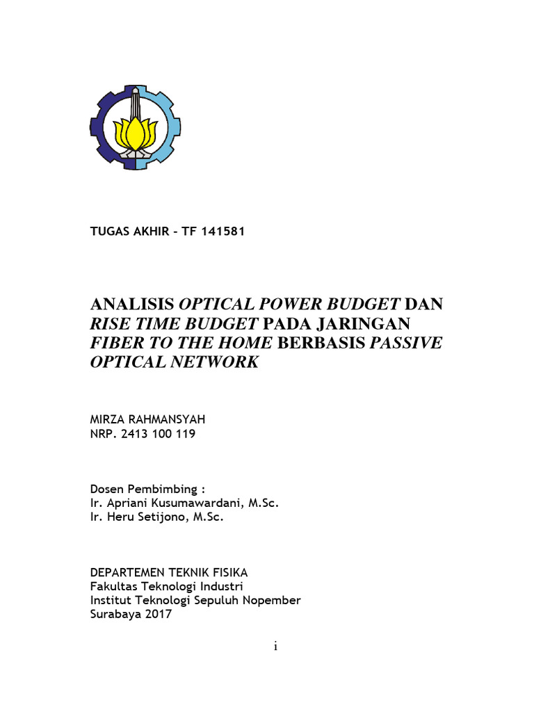 Analisis Budget Daya dan Waktu Jaringan FTTH | PDF