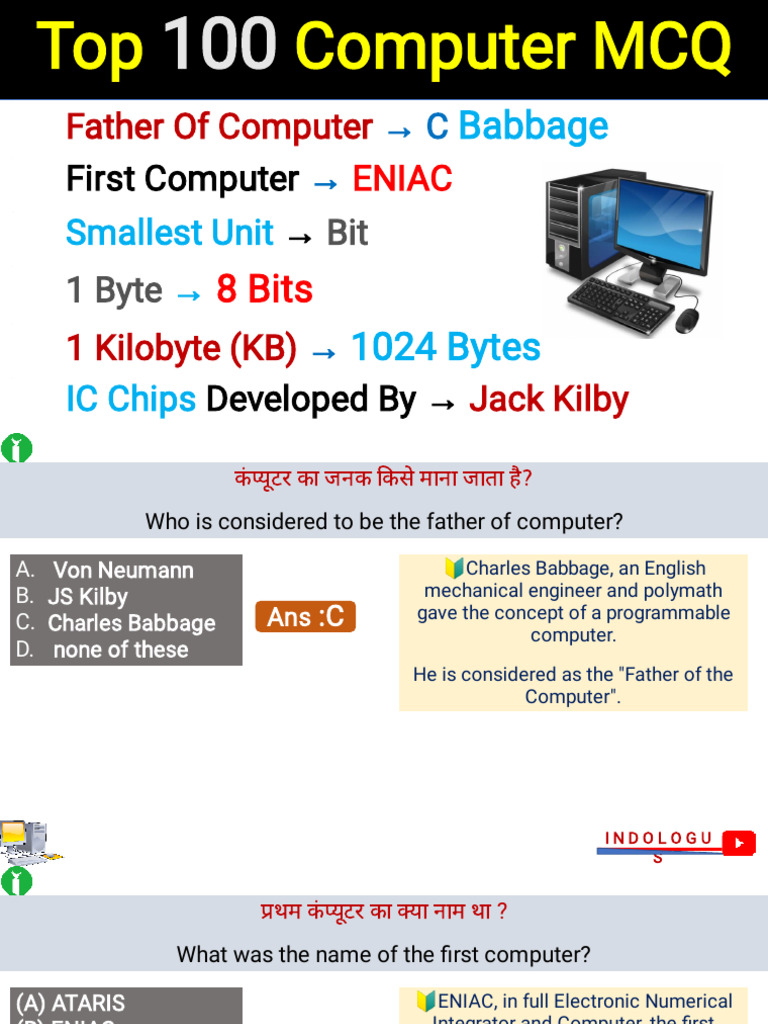 Top 100 MCQS of Computer Science | PDF | Computer Program | Programming