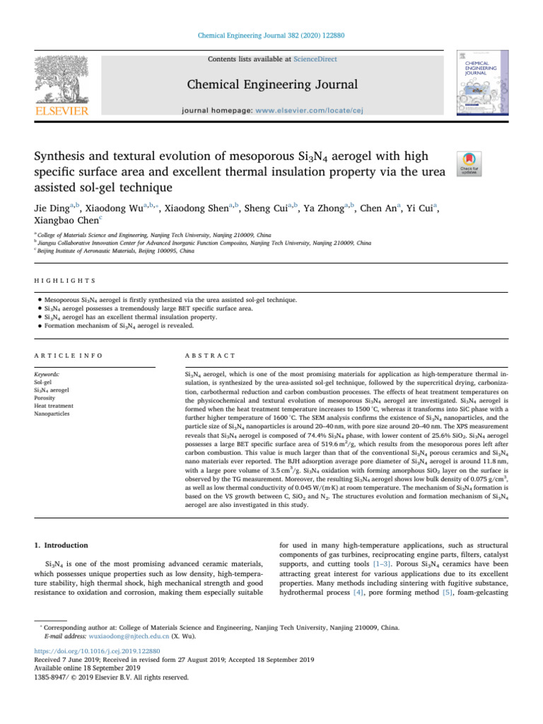 Wang Et Al (2020) | PDF | Adsorption | Silicon Dioxide