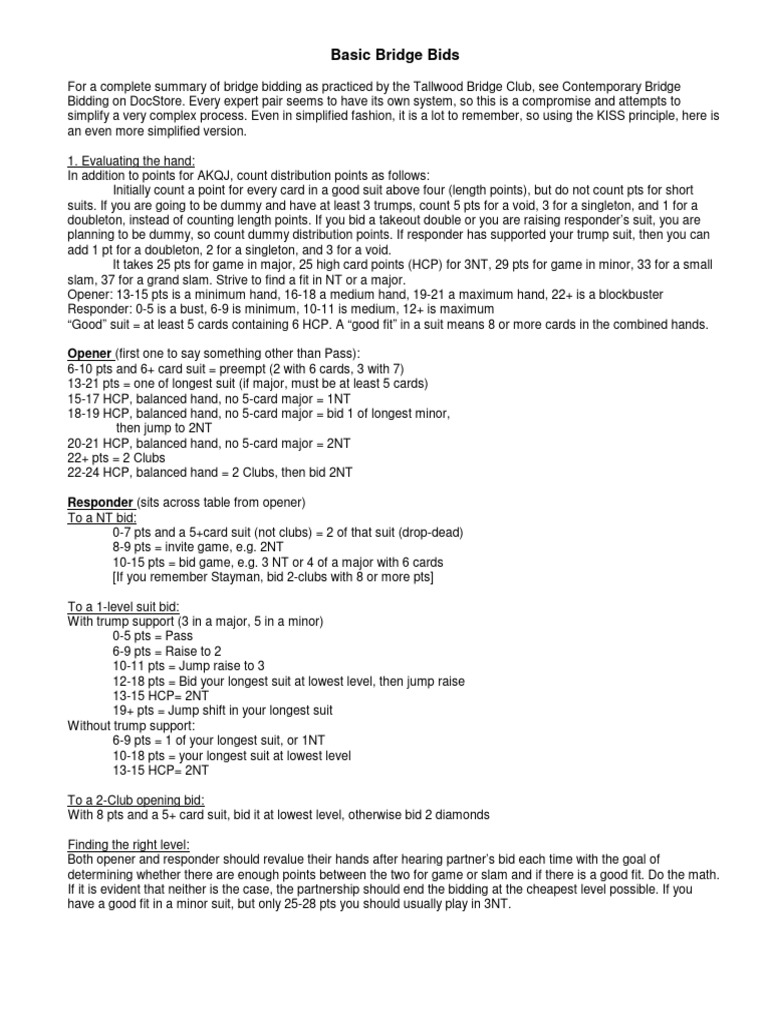 Bridge Basic Bidding | PDF | Contract Bridge | Ephemera