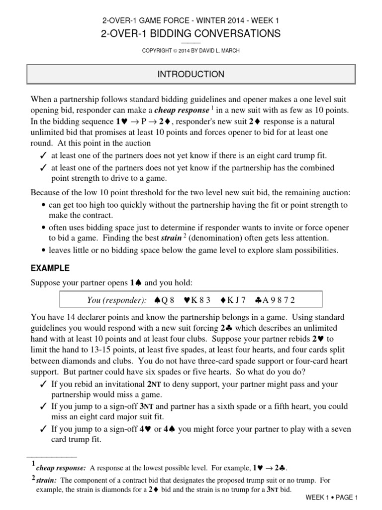 2-Over-1 Bidding Conversations | PDF | Card Games | Playing Cards
