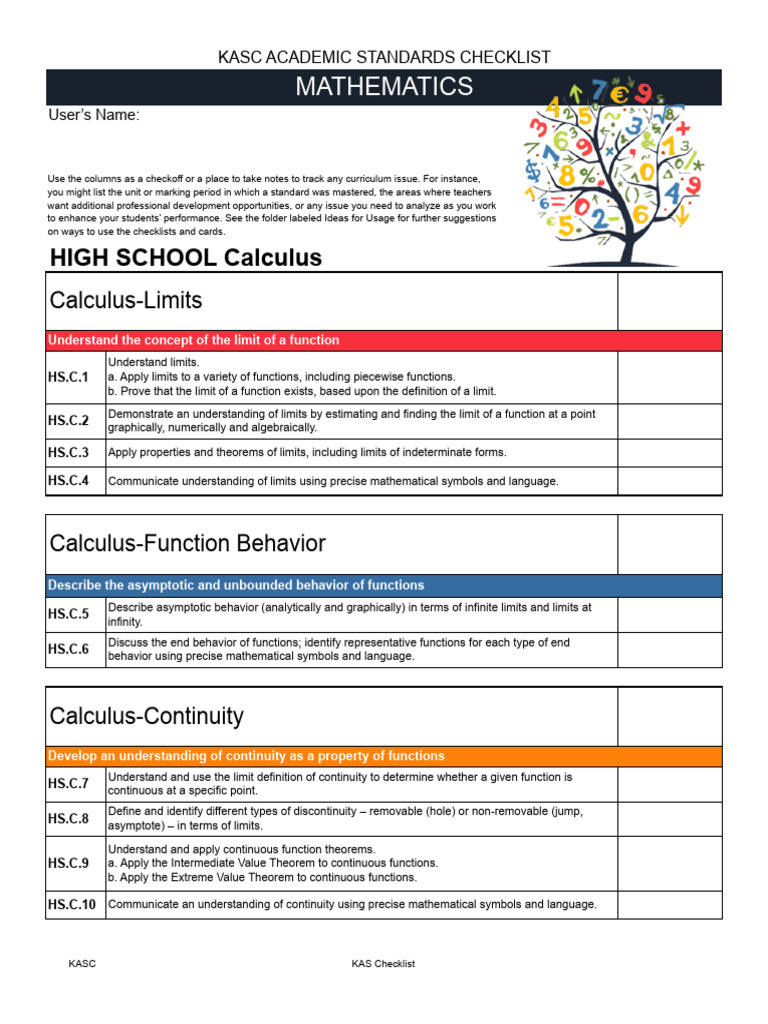 Calculus Standards | PDF | Derivative | Integral