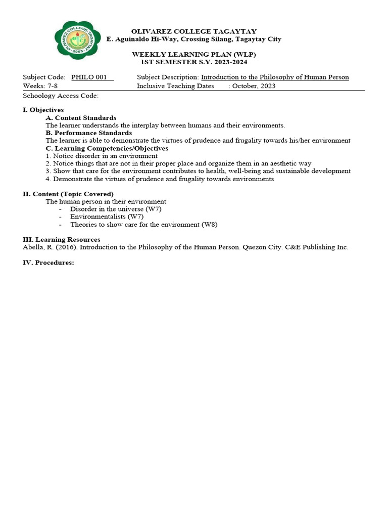 Wlp-W7-8-Philo 001 | PDF | Learning | Prudence