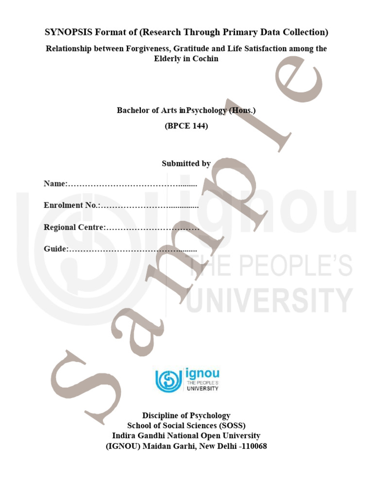 Sample Synopsis Bpce 144 | PDF | Job Satisfaction | Forgiveness