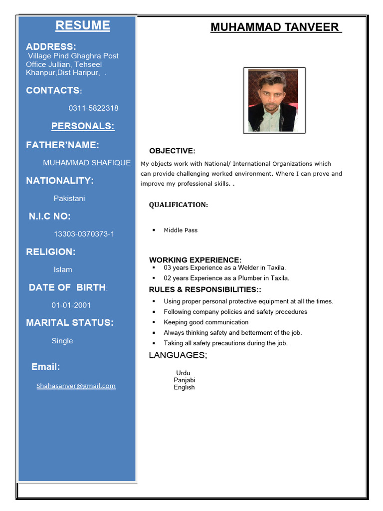Resume: Muhammad Tanveer | PDF