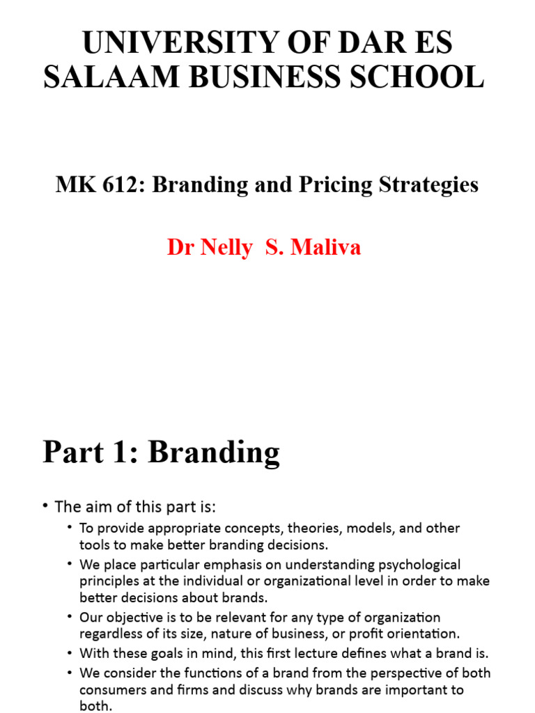 MK 612 Branding and Pricing Strategies Lecture 1 | PDF | Brand ...