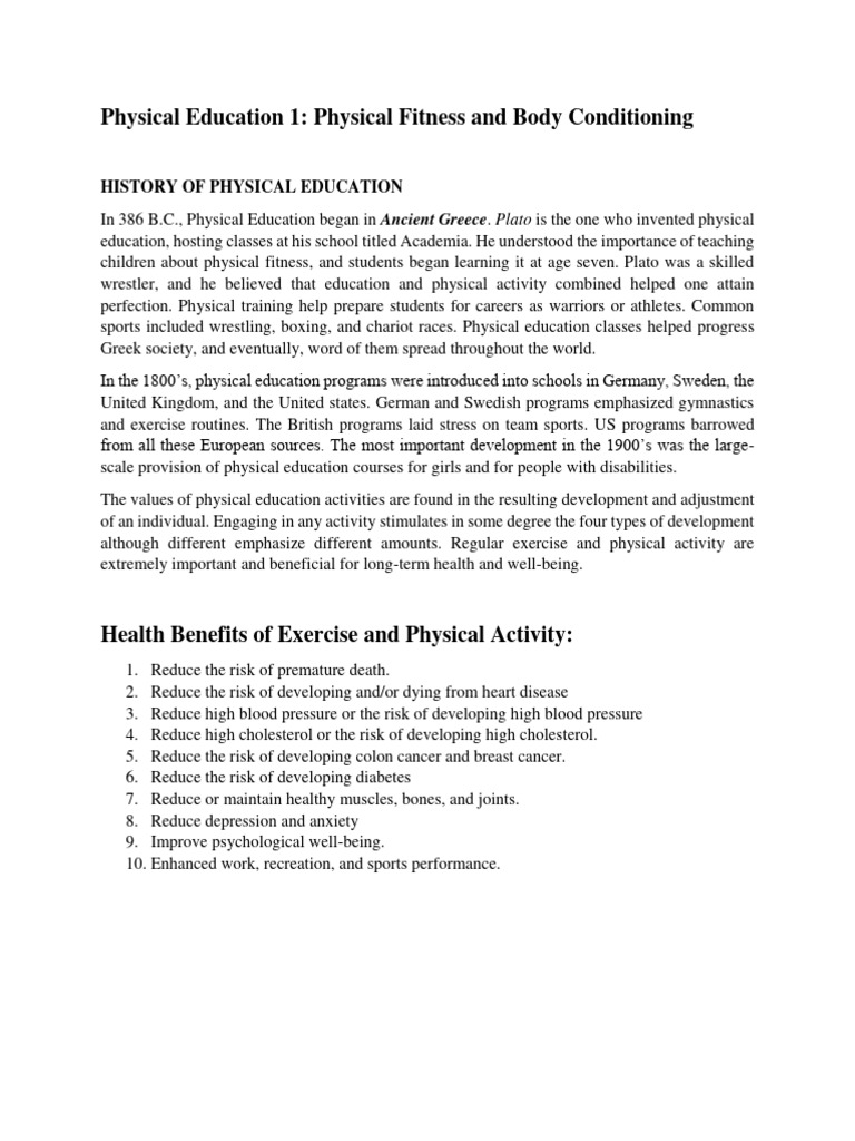 Physical Education For College - Physical Education and Physical ...