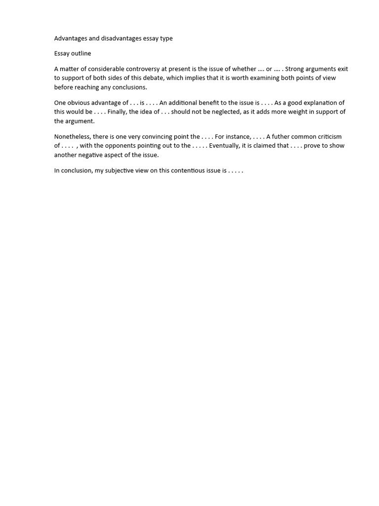 Advantages and Disadvantages Essay Guide | PDF