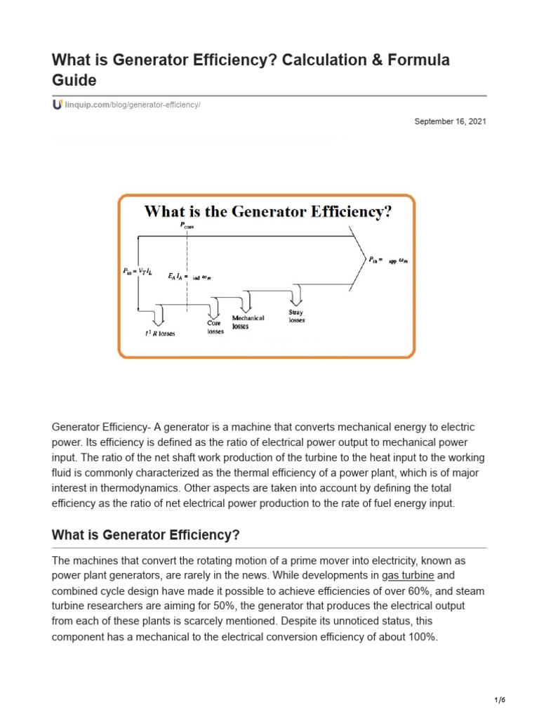 What Is Generator Efficiency Calculation Formula Guide | PDF | Electric ...