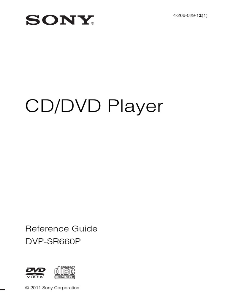 CD/DVD Player: DVP-SR660P Reference Guide | PDF | Compact Disc | Dvd