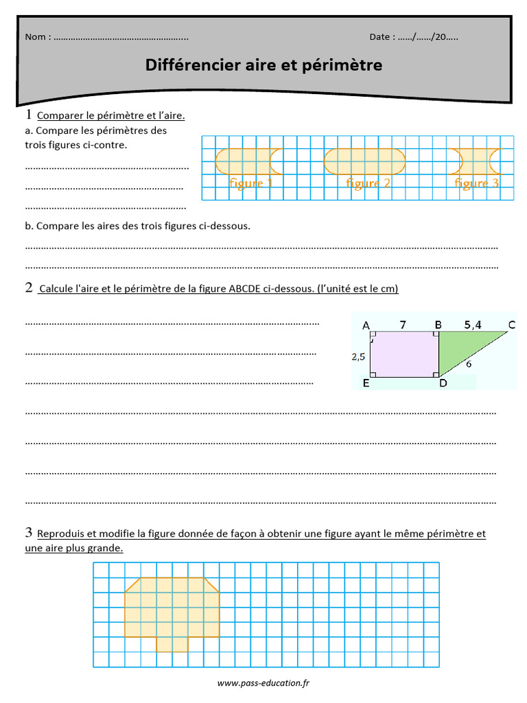Aire Et Périmètre - Cm2 - Exercices Corrigés | PDF