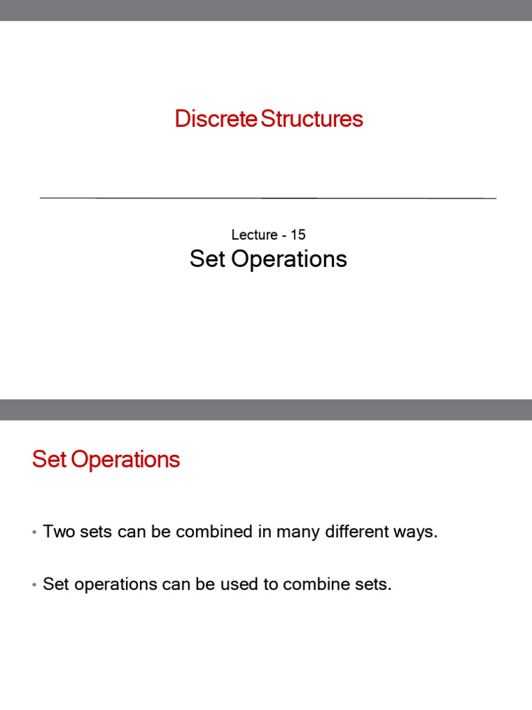 Lecture 15 Set Operations | PDF | Intersection (Set Theory) | Mathematics