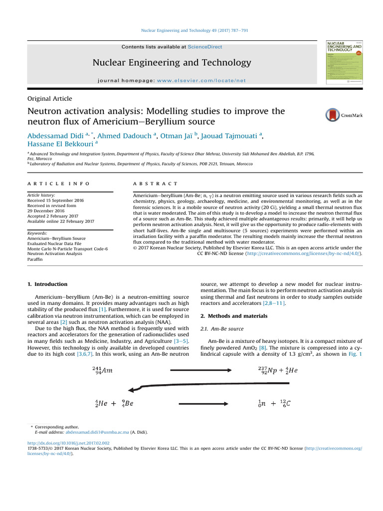 Neutron Activation Analysis - Modelling Studies To Improve The Neutron ...