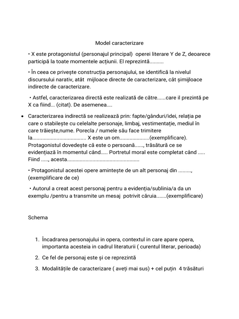 Caracterizare Model | PDF