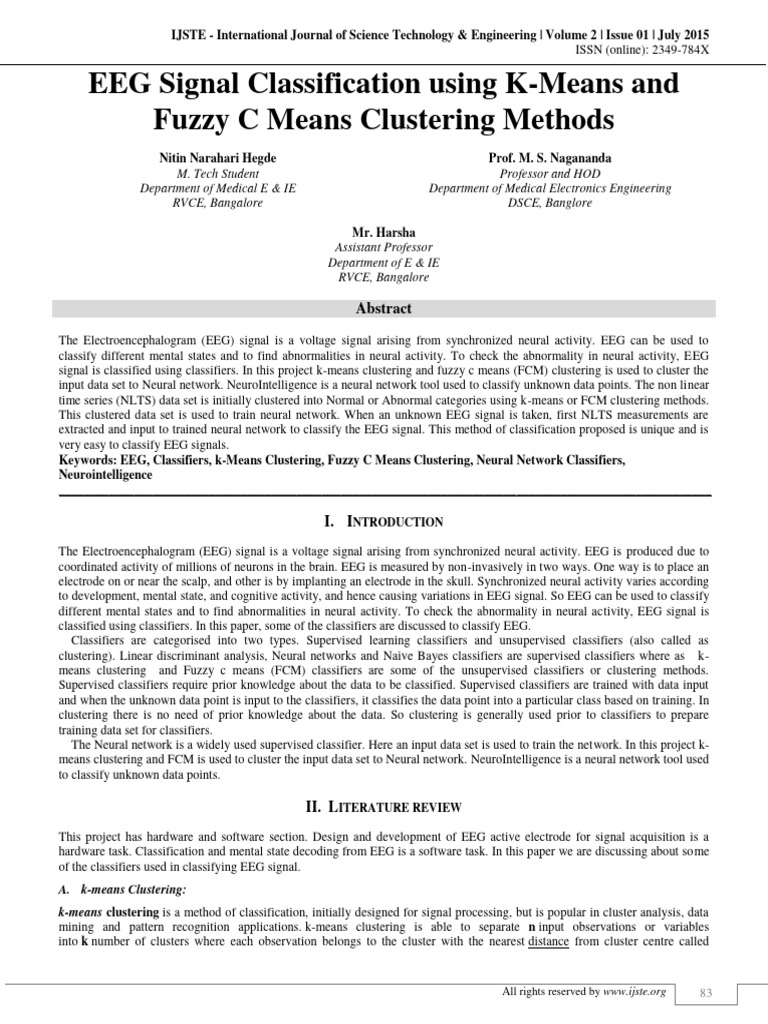 EEG Signal Classification Using K Means | PDF | Cluster Analysis | Electroencephalography