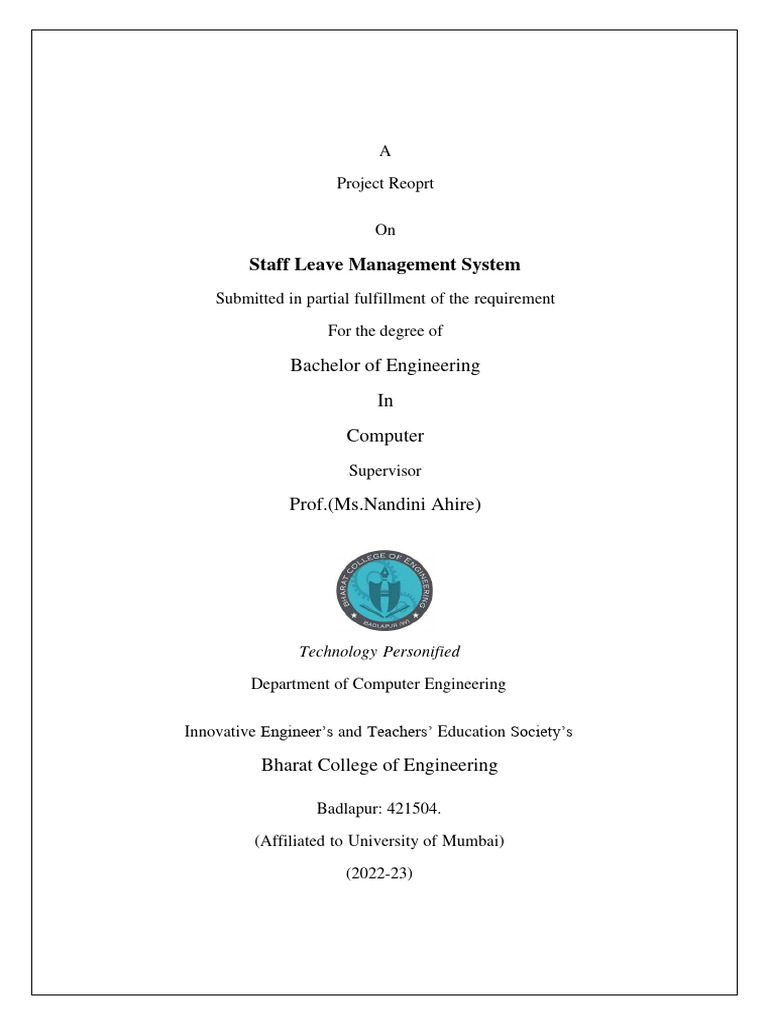 Staff Leave Management System Report | PDF | Software Engineering ... Staff Leave Management System Report | PDF | Software Engineering ...