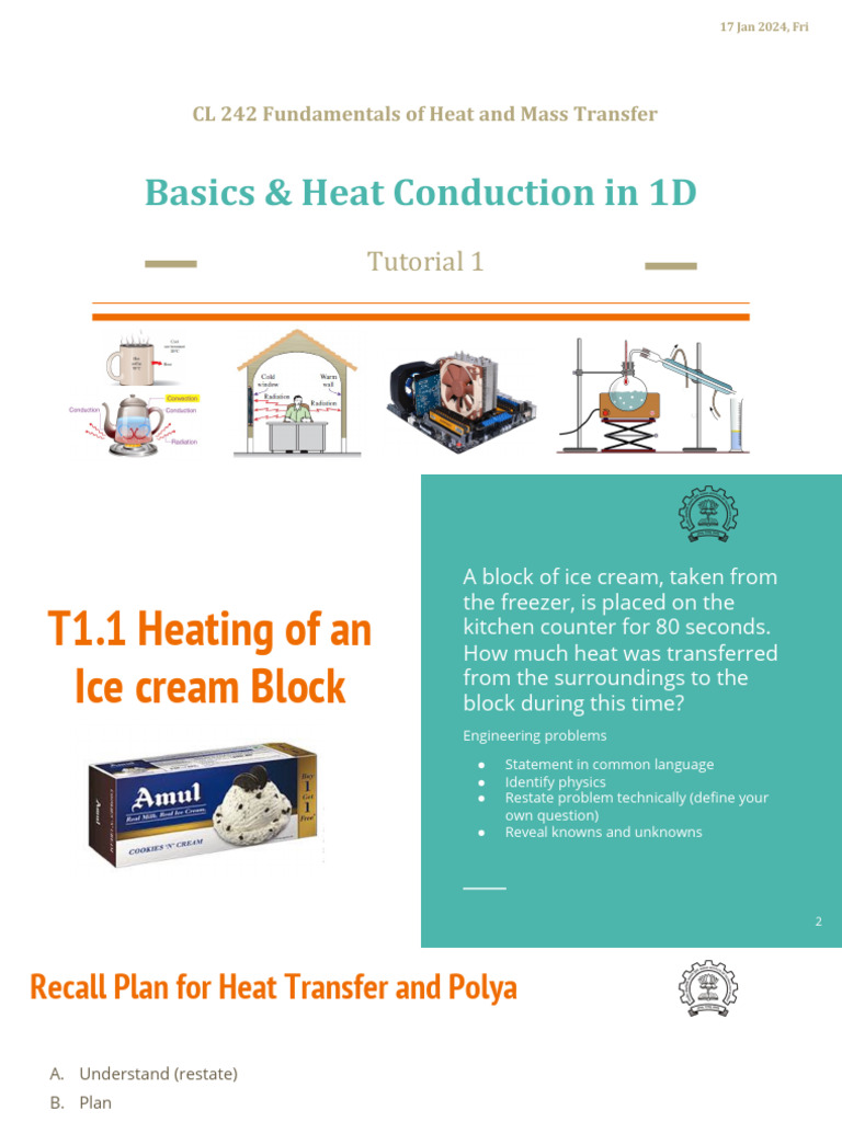 CL242-Slides-4-T1-Basics Conduction 1D | PDF | Heat | Heat Transfer