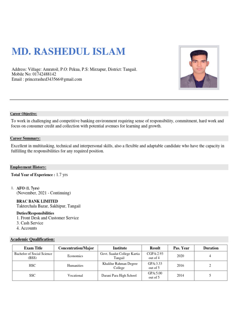 MD Rashedul Islam CV | PDF