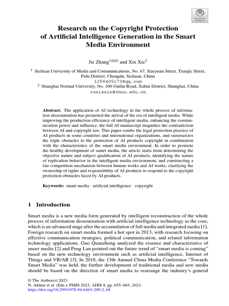Of Artificial Intelligence Generation in The Smart Media Environment | PDF