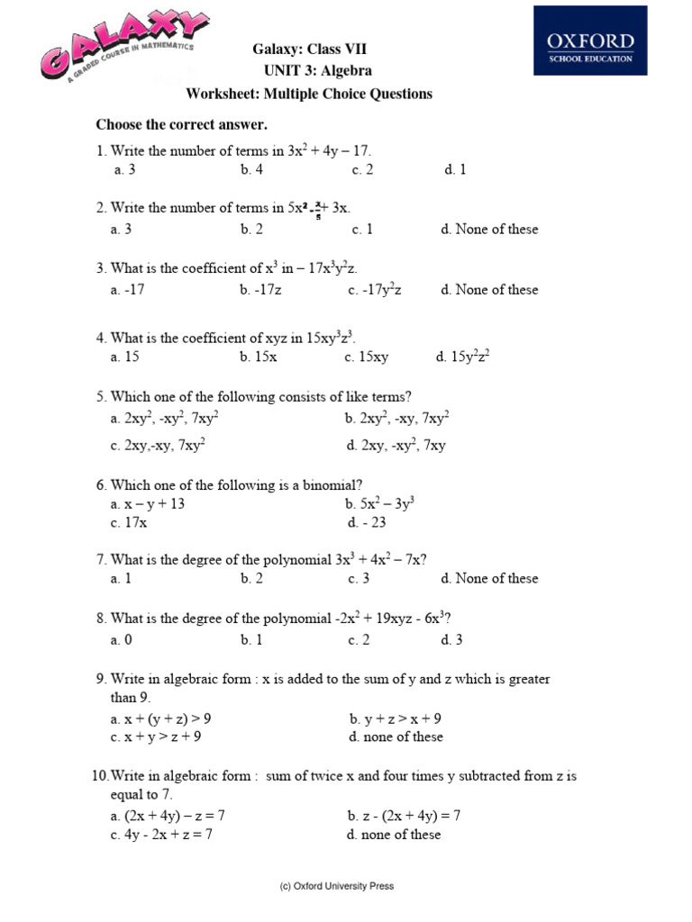 Unit 3 Algebra | PDF | Mathematical Relations | Arithmetic