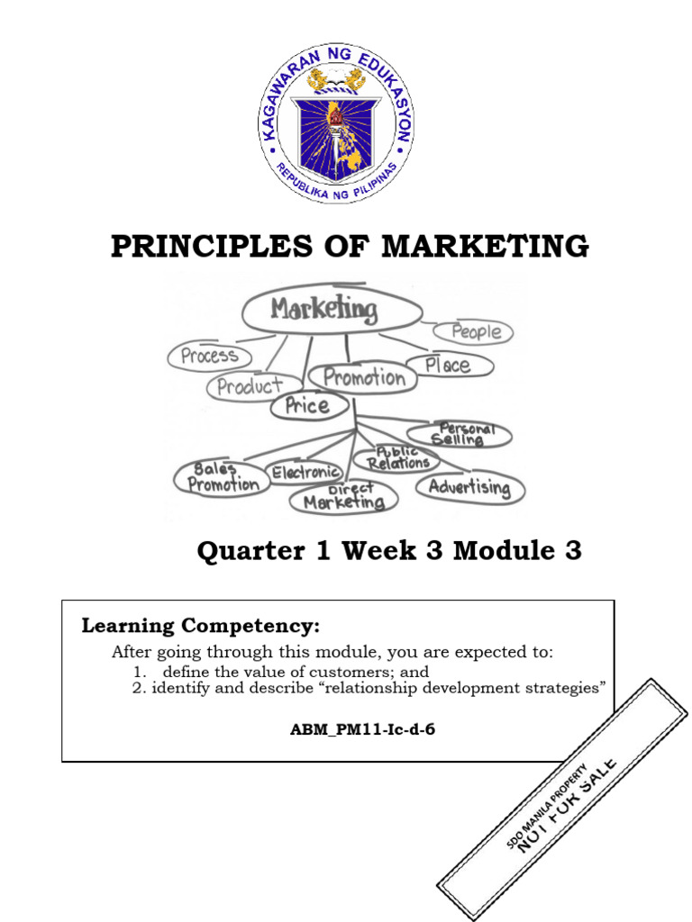ABM PRINCIPLES OF MARKETING 11 - Q1 - W3 - Mod3 | PDF | Marketing | Sales ABM PRINCIPLES OF MARKETING 11 - Q1 - W3 - Mod3 | PDF | Marketing | Sales