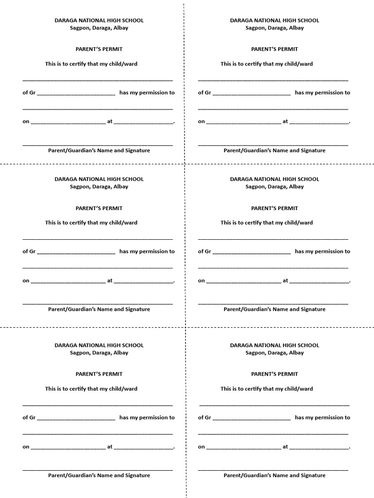 Parents Permit | PDF