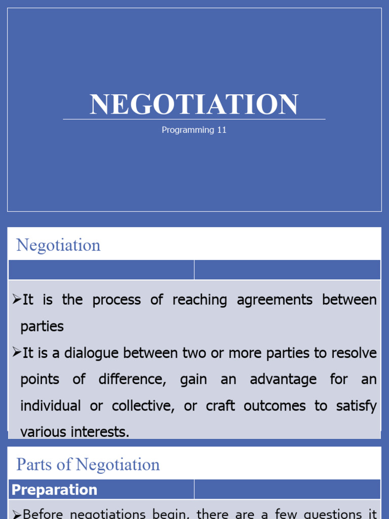 Negotiation | PDF | Negotiation | Swot Analysis