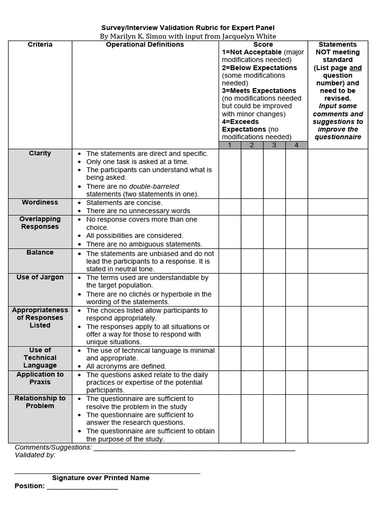 Expert ValidationforInterviewQuestionsLH | PDF | Validity (Statistics ...